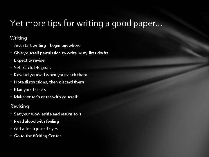 A seminar from the Writing Center 6 October