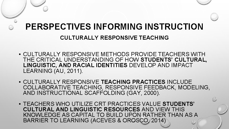 CULTURAL PROFICIENCY IN CONTENT LITERACY TEACHING INCORPORATING BACKGROUND