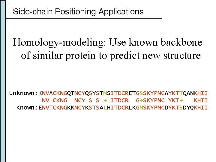 The SideChain Positioning Problem Carl Kingsford Princeton University