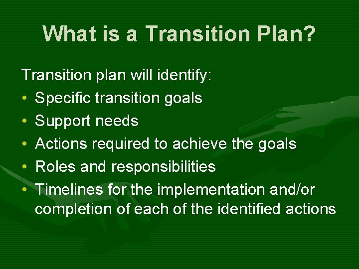 A Guide for Transition Planning Presented by Barrie