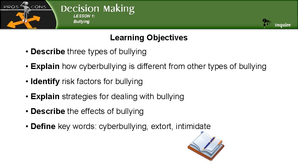 LESSON 1 Bullying LESSON 1 Bullying What can
