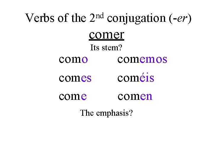 Verbs in the Present Tense Los verbos en