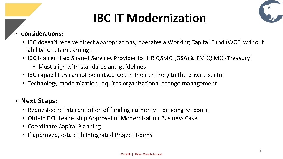 IBC Technology Modernization SSCL Agency Spotlight Follow up