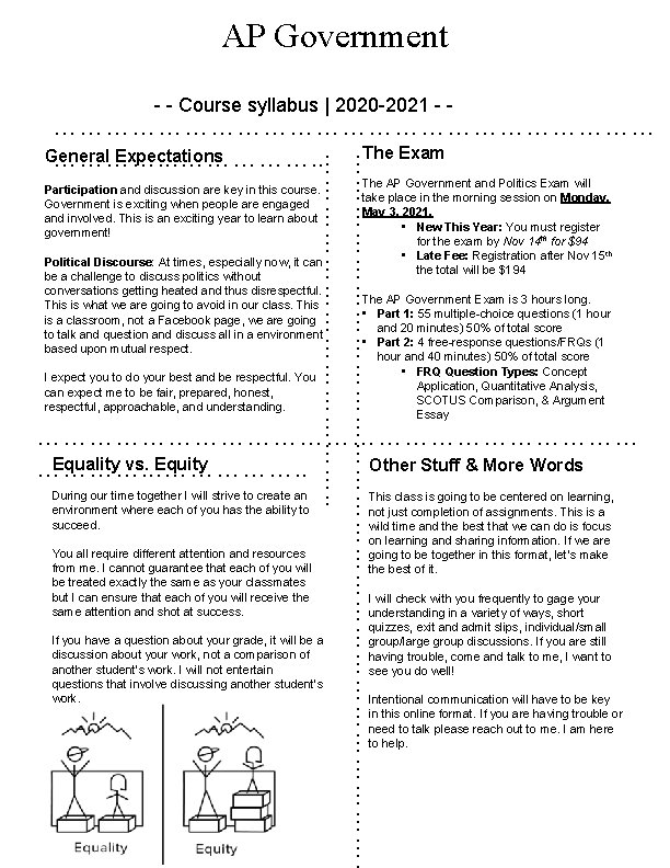 AP Government Course syllabus 2020 2021 Information Teacher