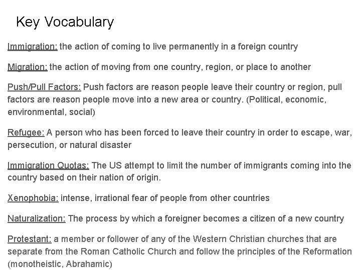 Immigration Foldable Notes Use the following presentation to