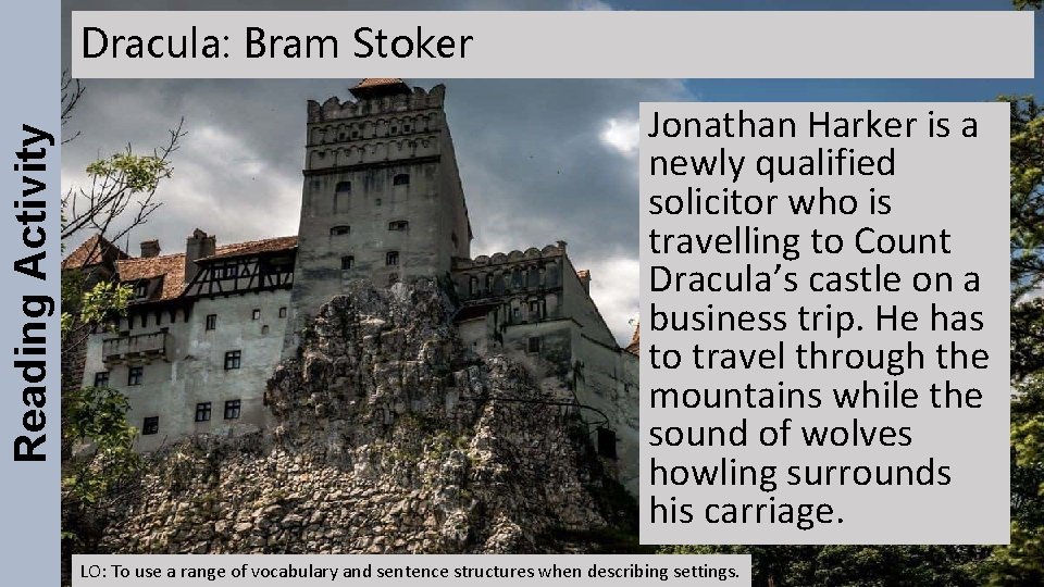 Describing Gothic Settings Determiners a word that is