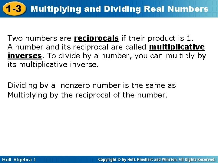 Multiplying and Dividing Real Numbers 1 3 Real