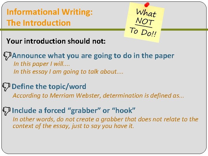 Informational Introductions Grade 10 Copyright by Write Score