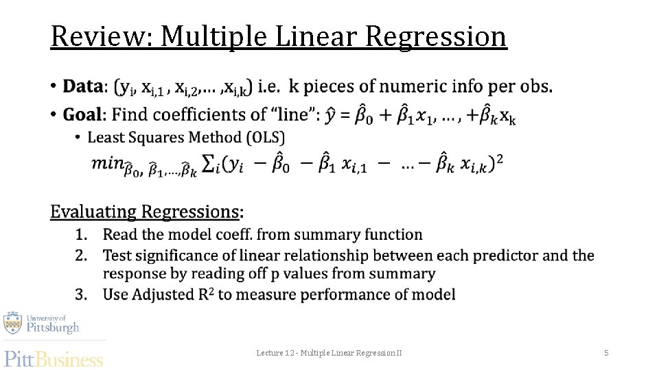 BUSQOM 1080 Multiple Regression II Fall 2020 Lecture
