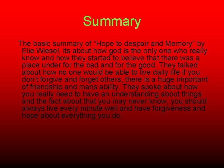 Hope Despair and Memory Elie Wiesel Groups Members