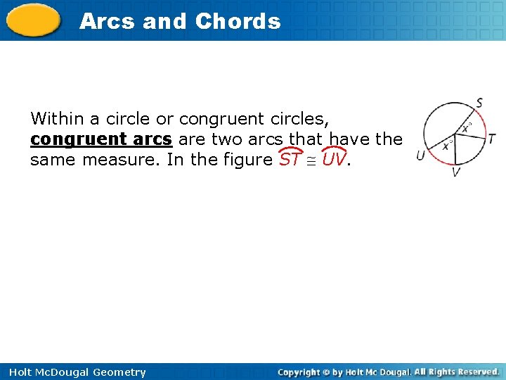 Arcs and Chords Bell Ringer Draw a circle