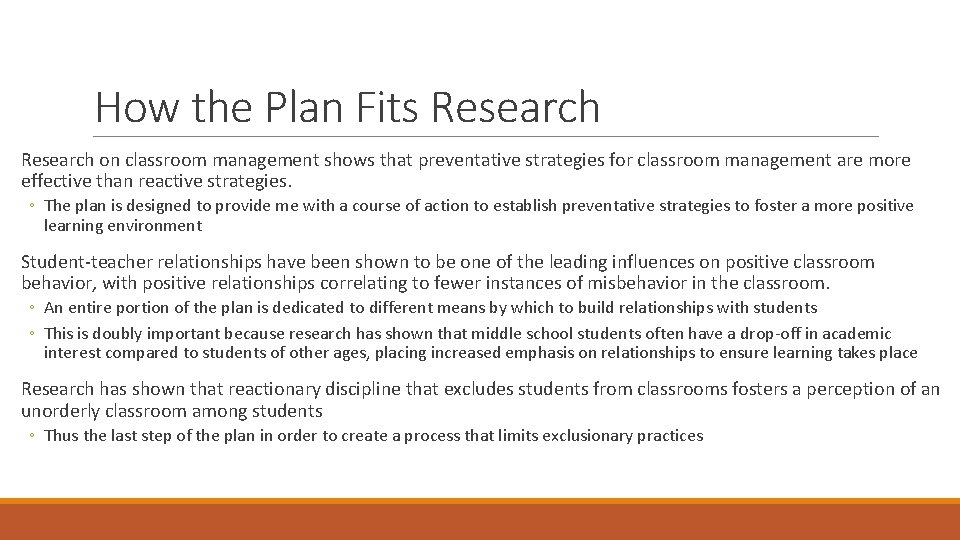 Focused Behavior Management A CLASSROOM BEHAVIOR MANAGEMENT PLAN