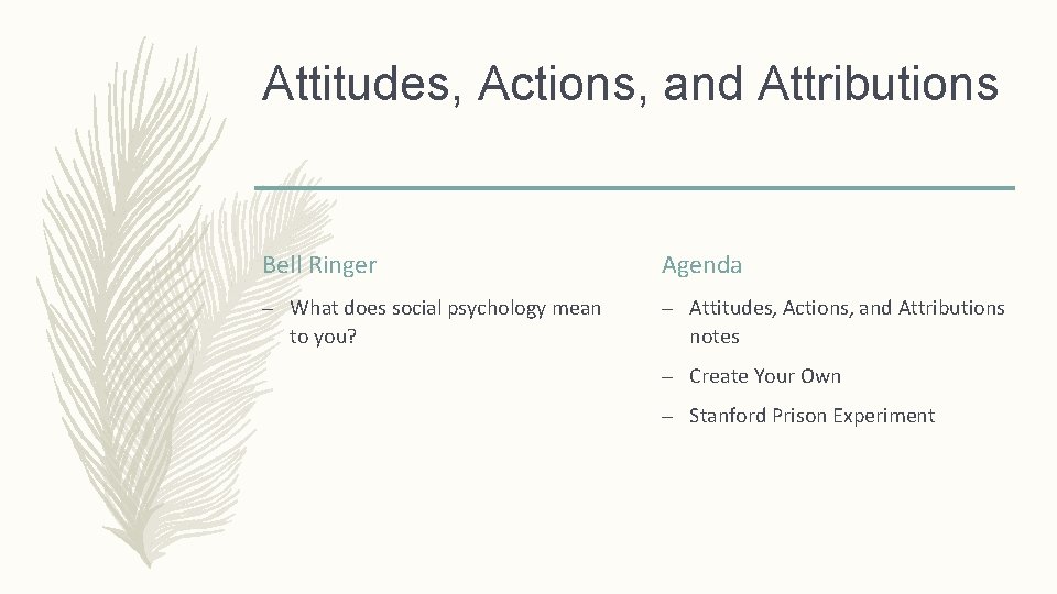 Social Psychology Attitudes Actions and Attributions Attitudes Actions