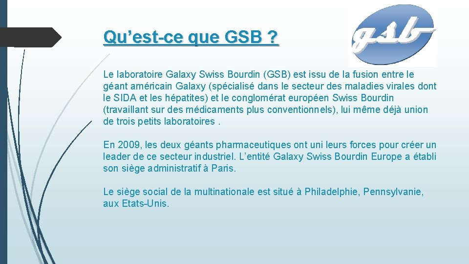 Projet informatique de lentreprise GSB Chef de projet