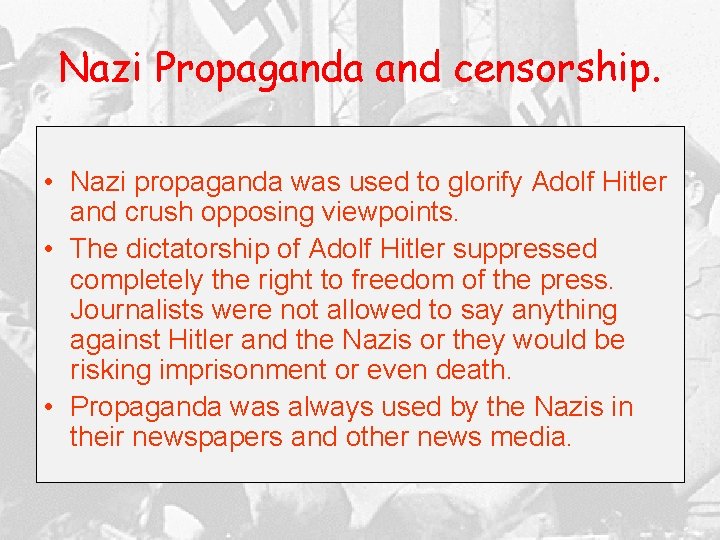Nazi methods of control Learning objectives I will