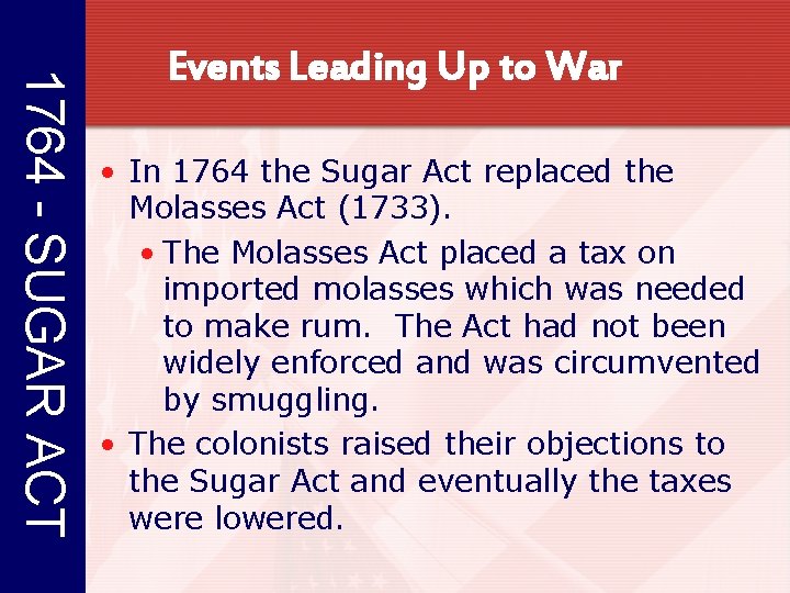 Intolerable Acts COLONIES Stamp Act 7 Years War