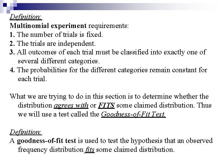 Chapter 11 Multinomial Experiments and Contingency Tables Lecture