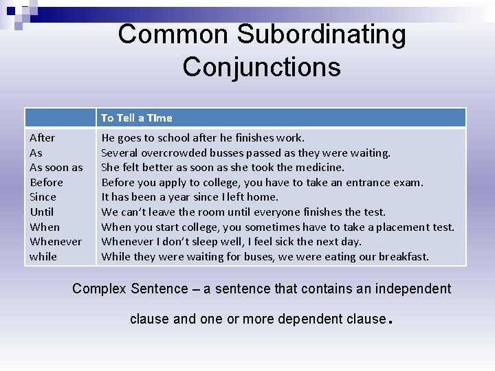 SENTENCE CONNECTORS Subordinating Coordinating and Correlative ...