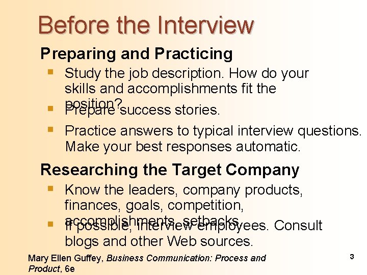 Chapter 16 Interviewing and Following Up Business Communication