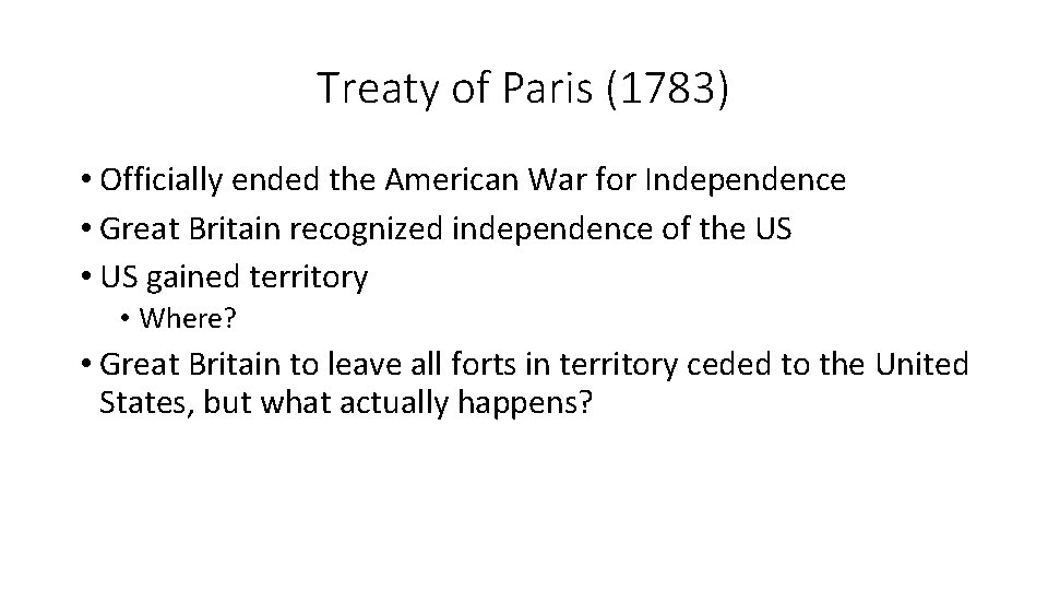 American Revolution War Peace and the aftermath Breakdown