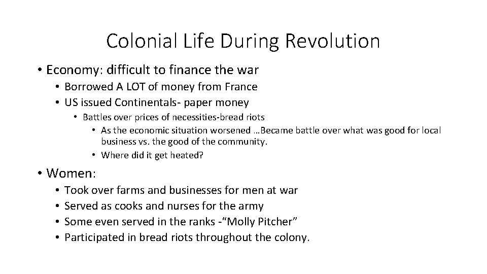 American Revolution War Peace and the aftermath Breakdown