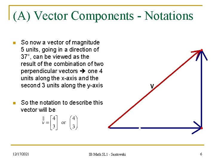 5 1 Vector Components IB Math SL 1