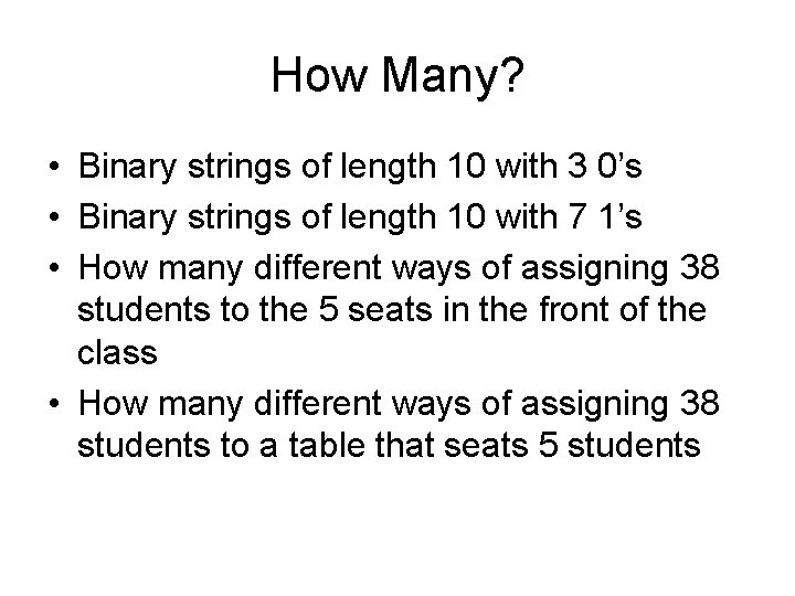 Counting Counting Determining the number of elements of