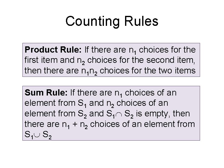 Counting Counting Determining the number of elements of