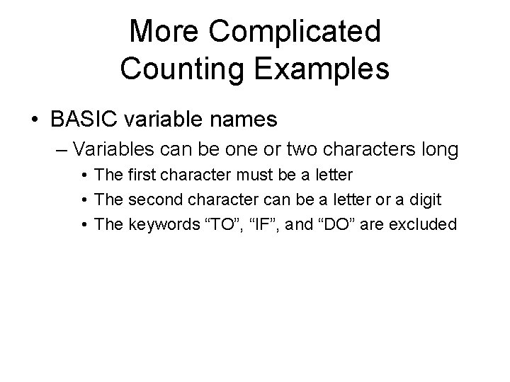 Counting Counting Determining the number of elements of