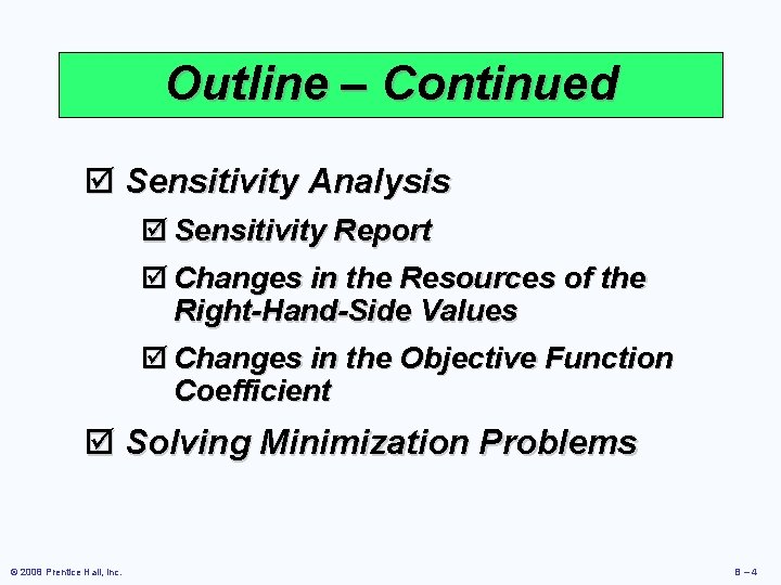Operations Management Module B Linear Programming Power Point