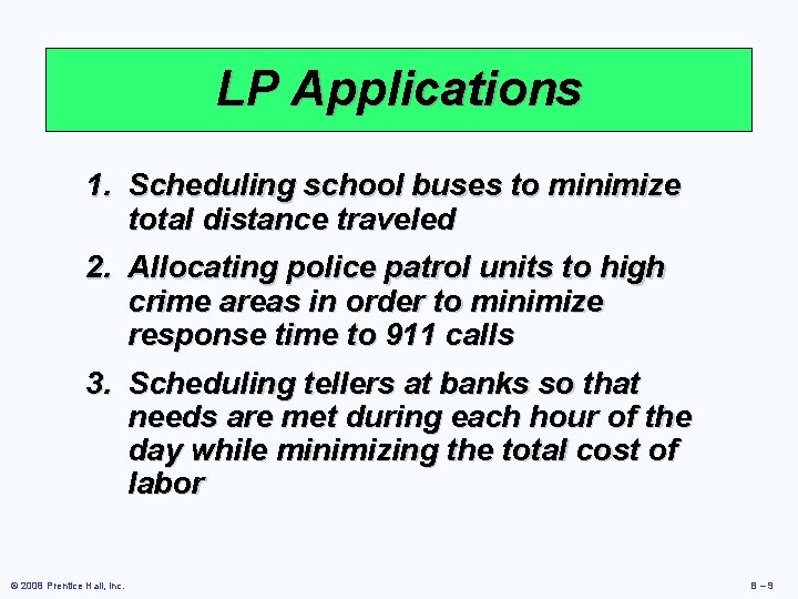 Operations Management Module B Linear Programming Power Point
