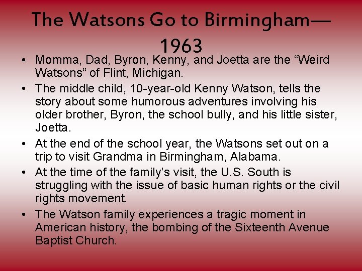 The Watsons Go to Birmingham 1963 Christopher Paul