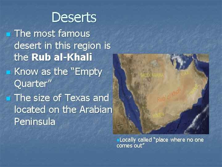 Physical Geography of Southwest Asia Arabian Peninsula n