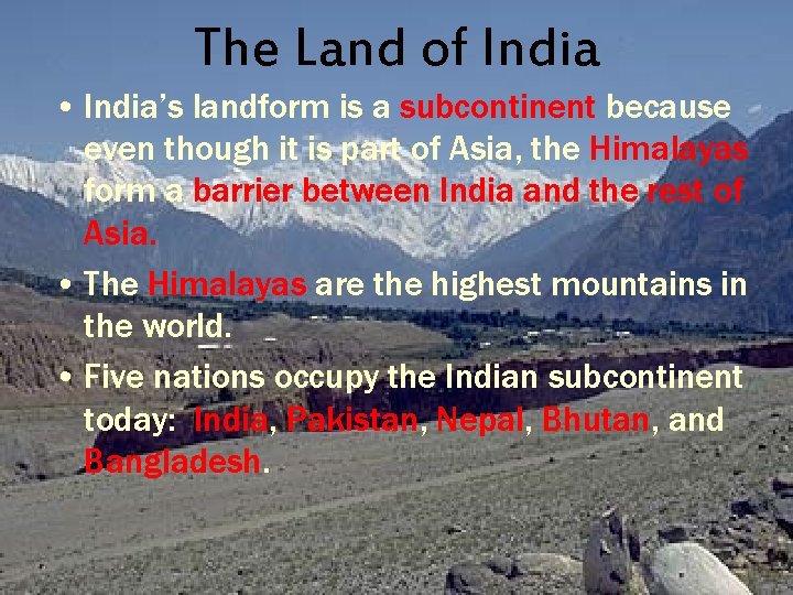 Early India By Mrs Deborah Thompson Main idea