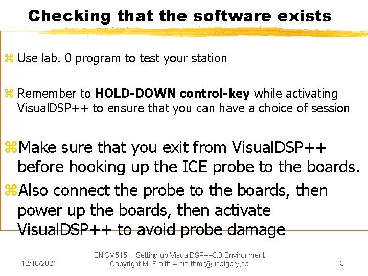 Setting up Visual DSP 3 0 environment Lab