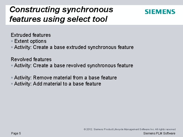 Solid Edge ST 5 Training Constructing base features