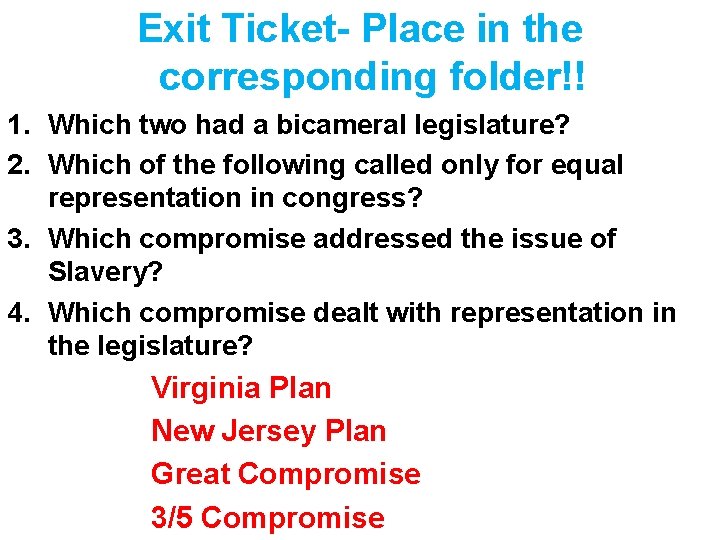 2 Plans a Compromise and a Fraction BQ