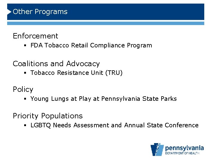 Division of Tobacco Prevention and Control Overview and