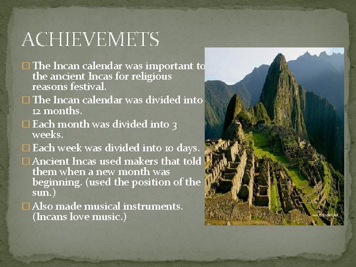 Ancient Inca By Da Nae Mitchell GEOGRAPHY The
