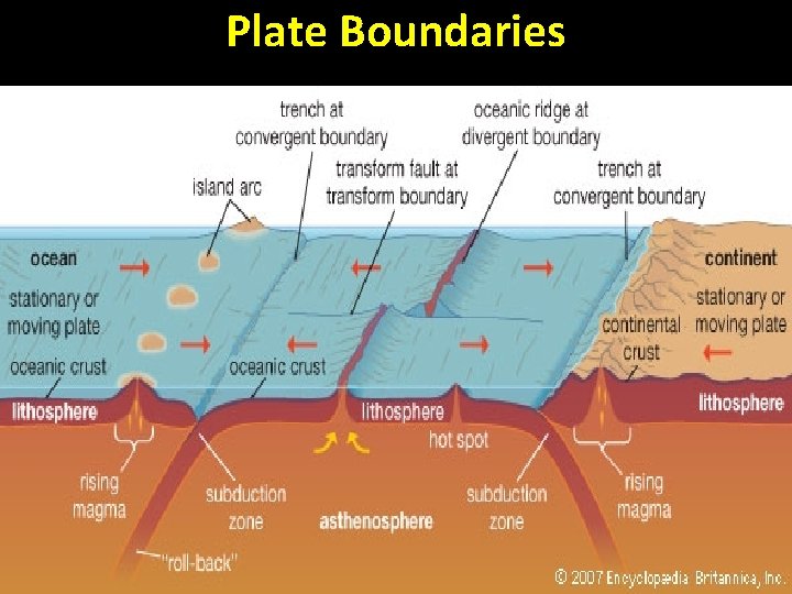 Plate Boundaries All major interactions among plates occur
