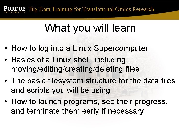 Big Data Training for Translational Omics Research Introduction