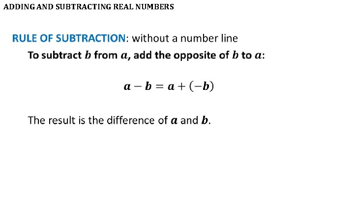 Adding and Subtracting Real Numbers Unit 1 Lesson