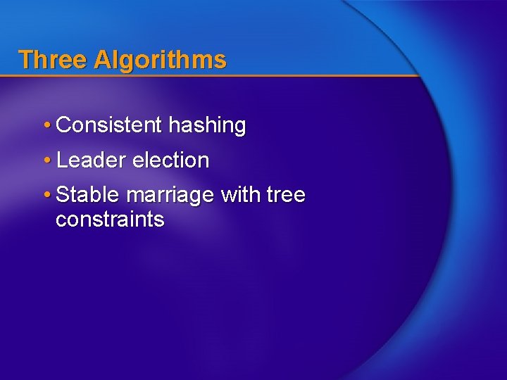 Key Algorithms in a Content Delivery System Bruce