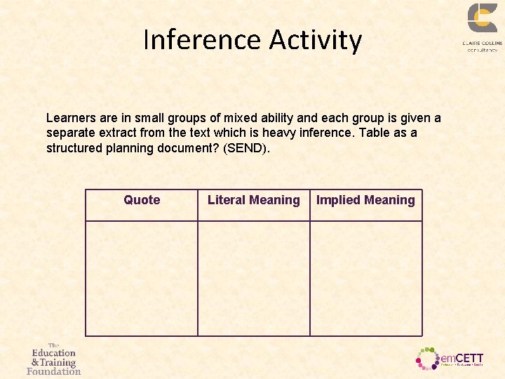 To My Old Master Lesson Objective To learn