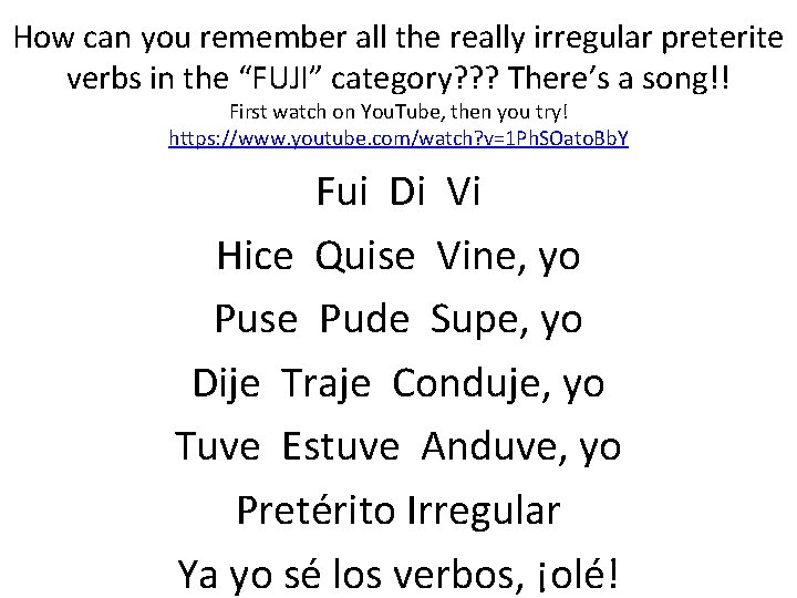 Notes 2 El pretrito Regular Preterite Verb Endings