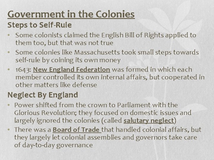 CHAPTER 3 COLONIAL LIFE The Big Picture For