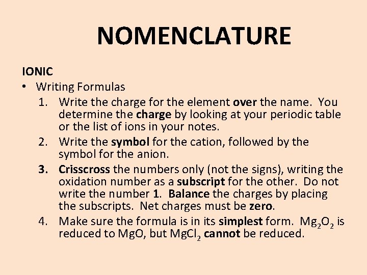 BONDING NOMENCLATURE AND CHEMICAL REACTIONS EOC Review DO