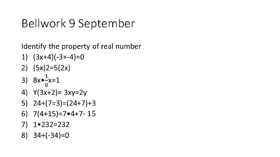 Bellwork 4 September Bell work 5 September Prime