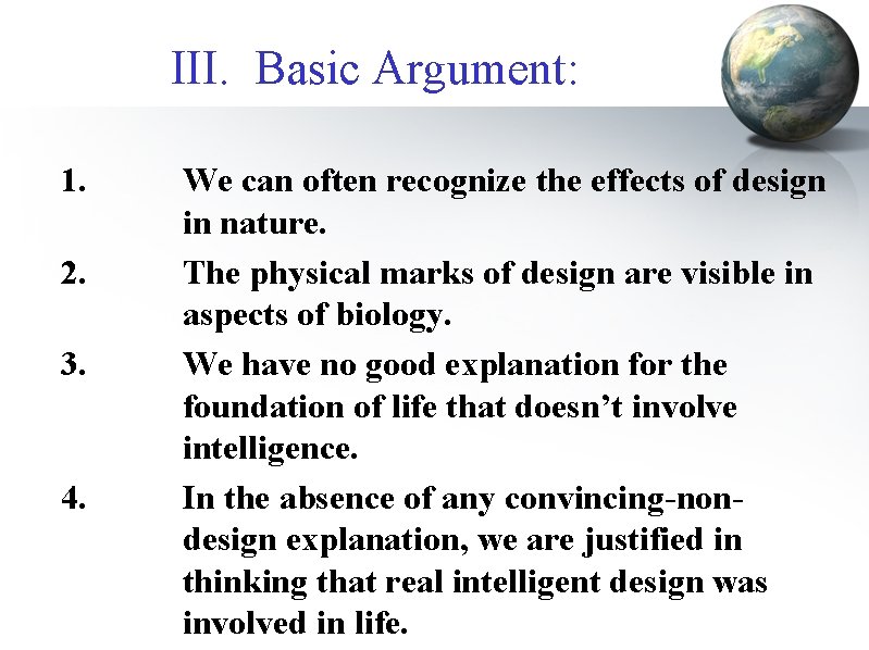 The Basics of Intelligent Design material adapted from