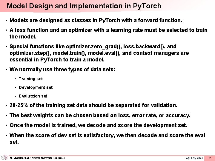 Deploying Neural Network Architectures using Py Torch Nabila